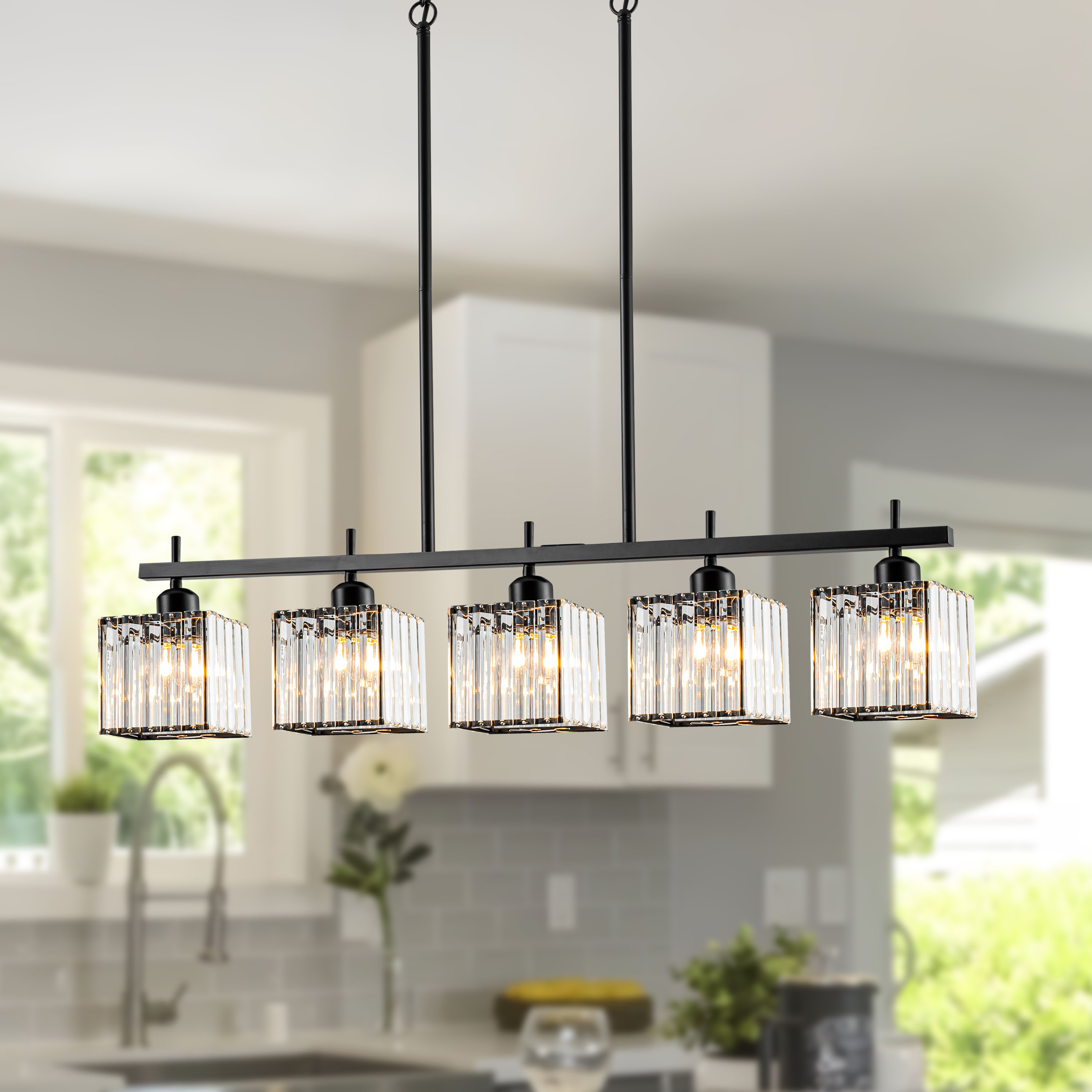 Willa Arlo™ Interiors 5 - Light Kitchen Island Linear Crystal Shade ...