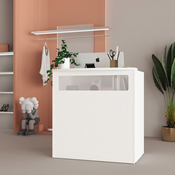 Inbox Zero Nikiforos Rectangle Manufactured Wood Reception Desk | Wayfair