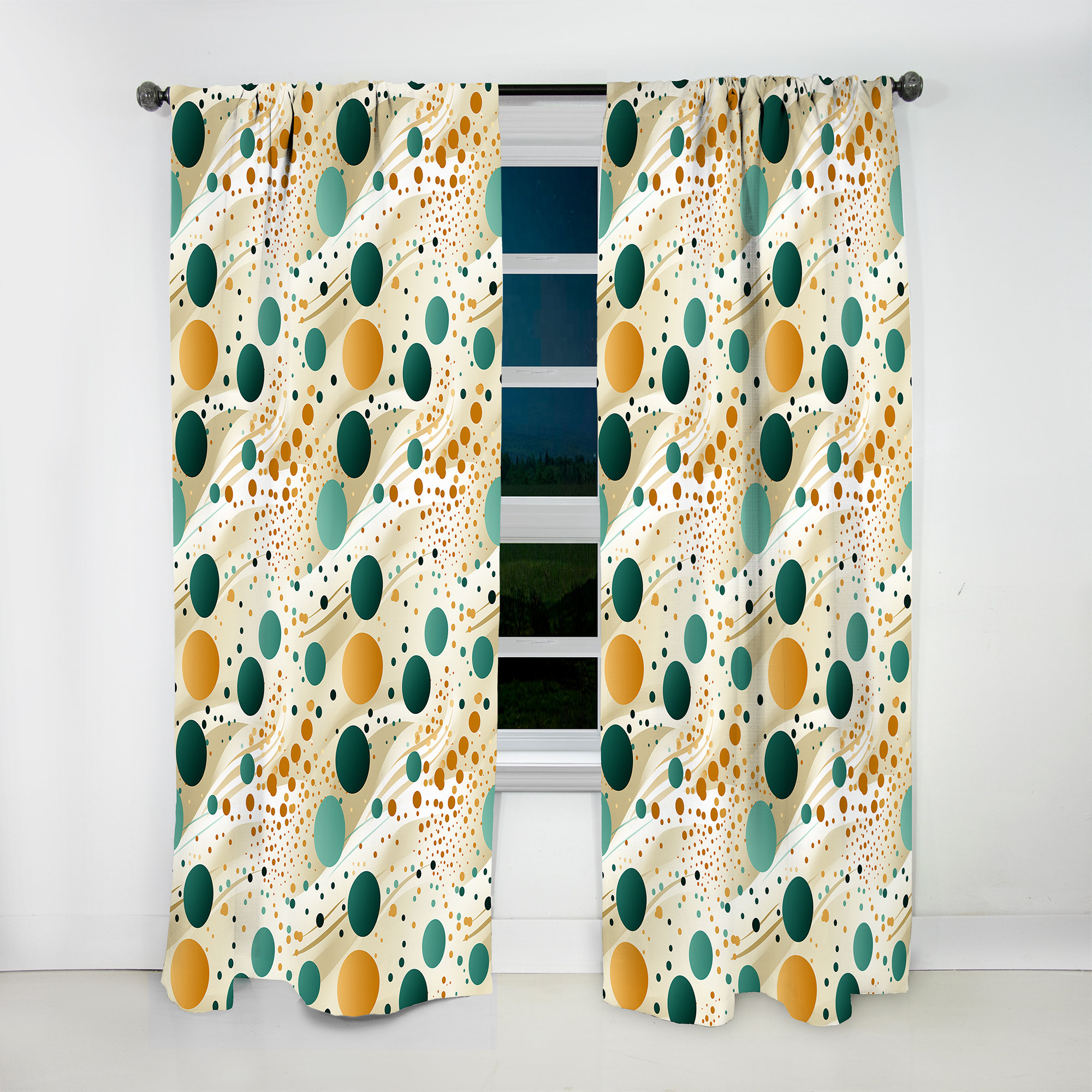 Design Art Multicolor Mid Century Pattern On Beige I - Mid-Century ...