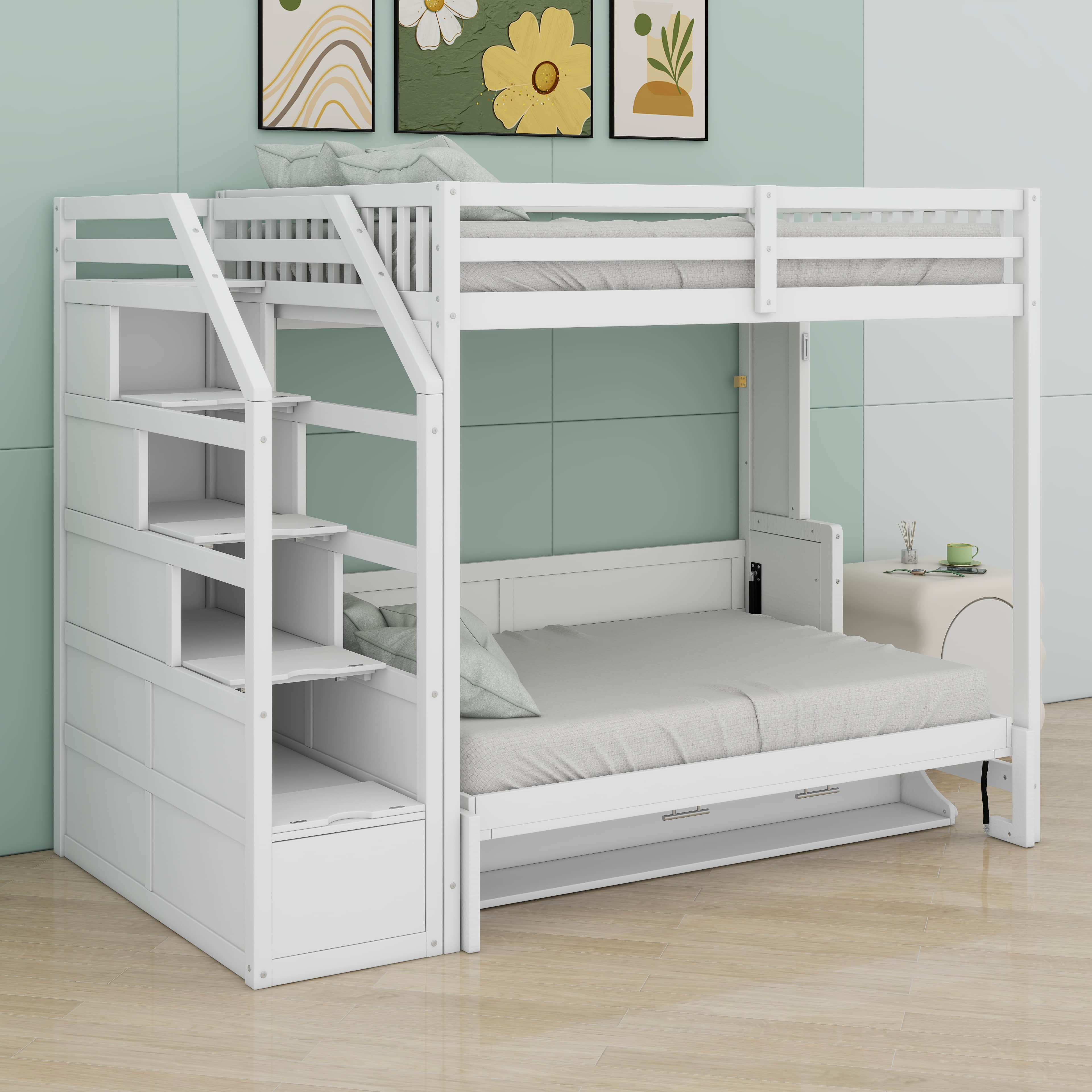 Harriet Bee Modern Farmhouse Wood Full XL Loft Bed With Full Size ...