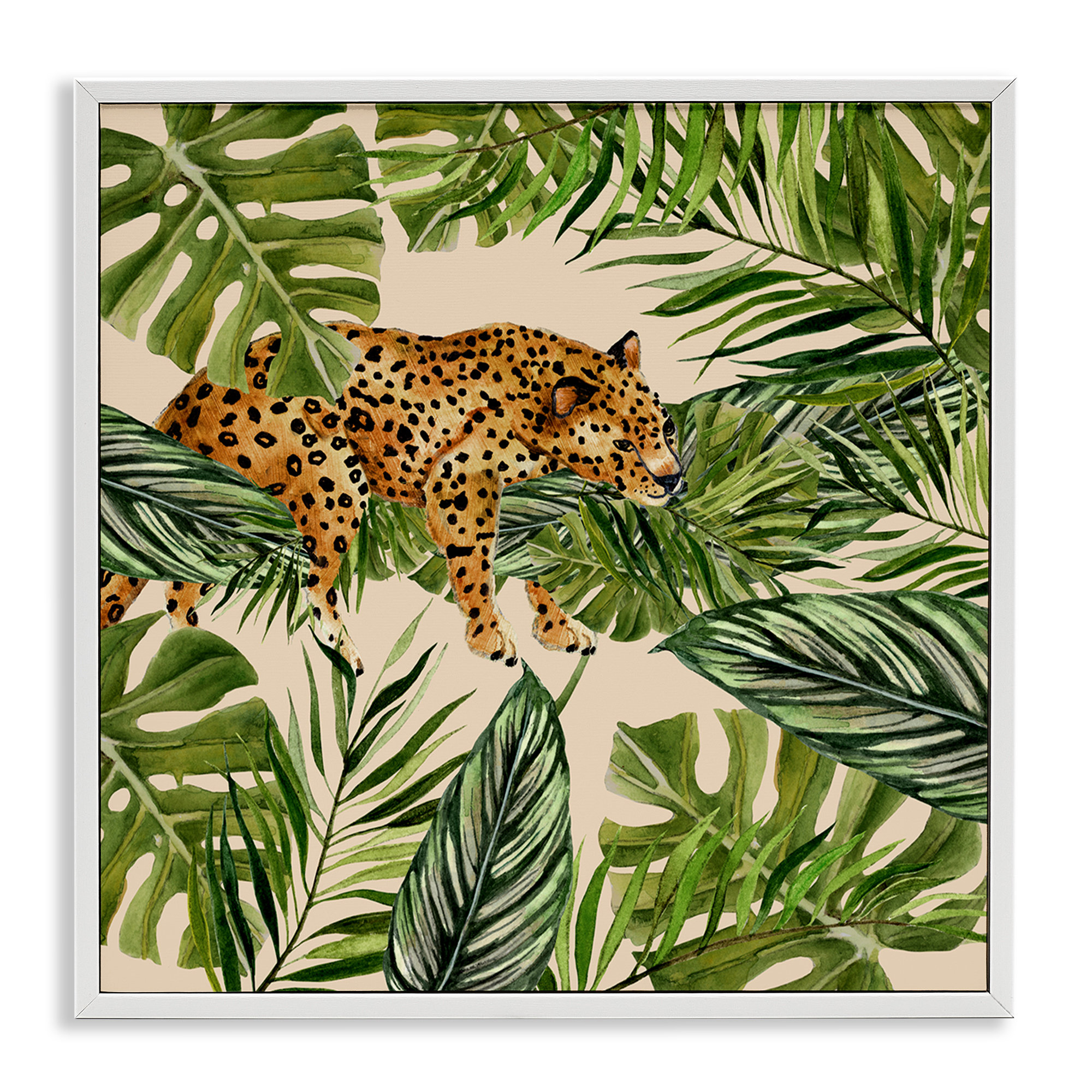 Stupell Industries Resting Leopard on Branch Framed Giclee Art by Janet ...