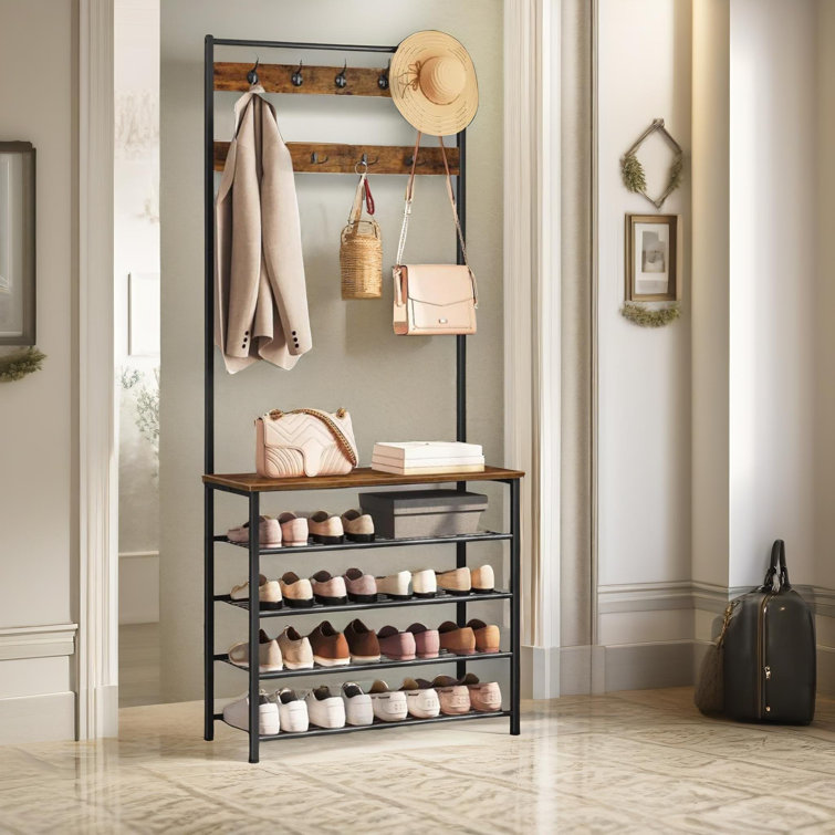 Canora Grey Atiim Hall Tree 80cm Wide with Bench and Shoe Storage ...