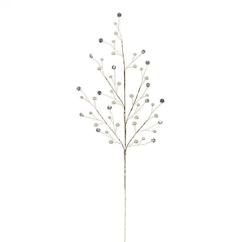 The Holiday Aisle® Ivory And Gold Pearl & Crystal Gem Pick | Wayfair