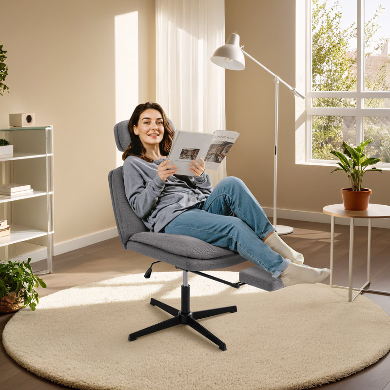 Ebern Designs Partia Ergonomic Swivel Office Task Chair with Footrest ...