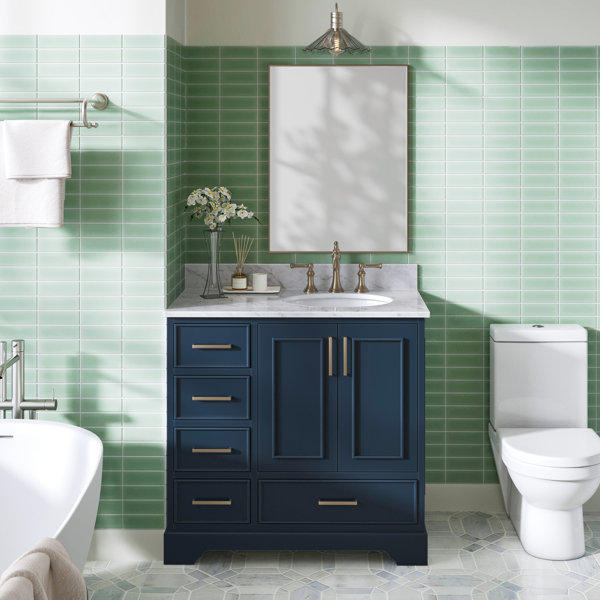 Winston Porter Abita 37'' Single Bathroom Vanity with Carrara Marble ...