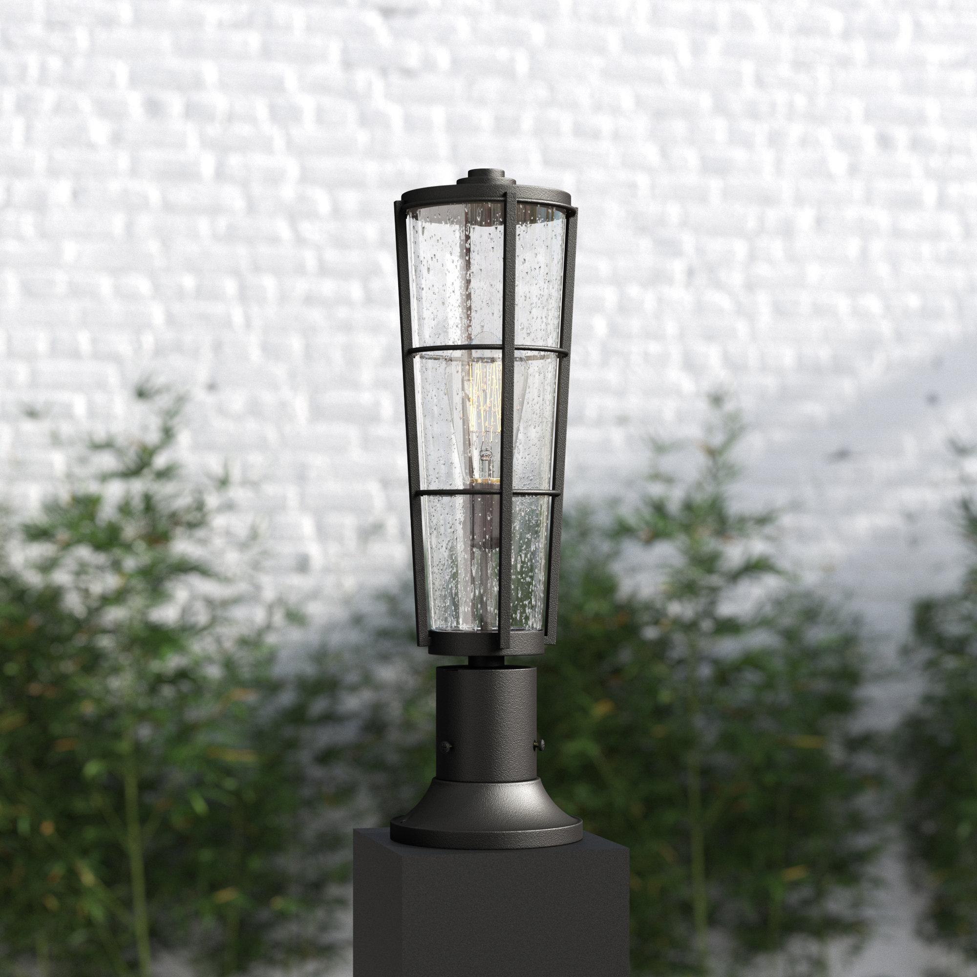 Steelside™ Charli Black 1 -Light Hardwired Pier Mount Light | Wayfair