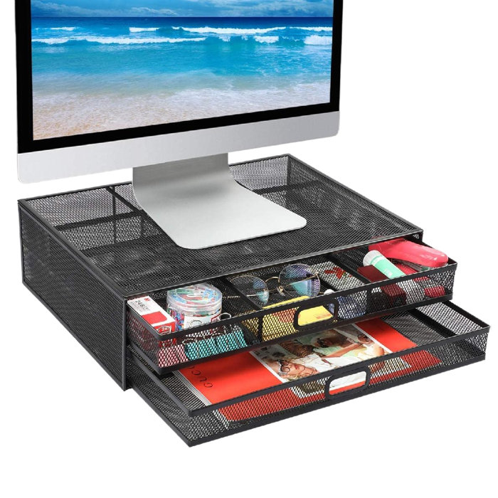 Inbox Zero Metal Stackable Monitor Stand with Drawers & Reviews | Wayfair