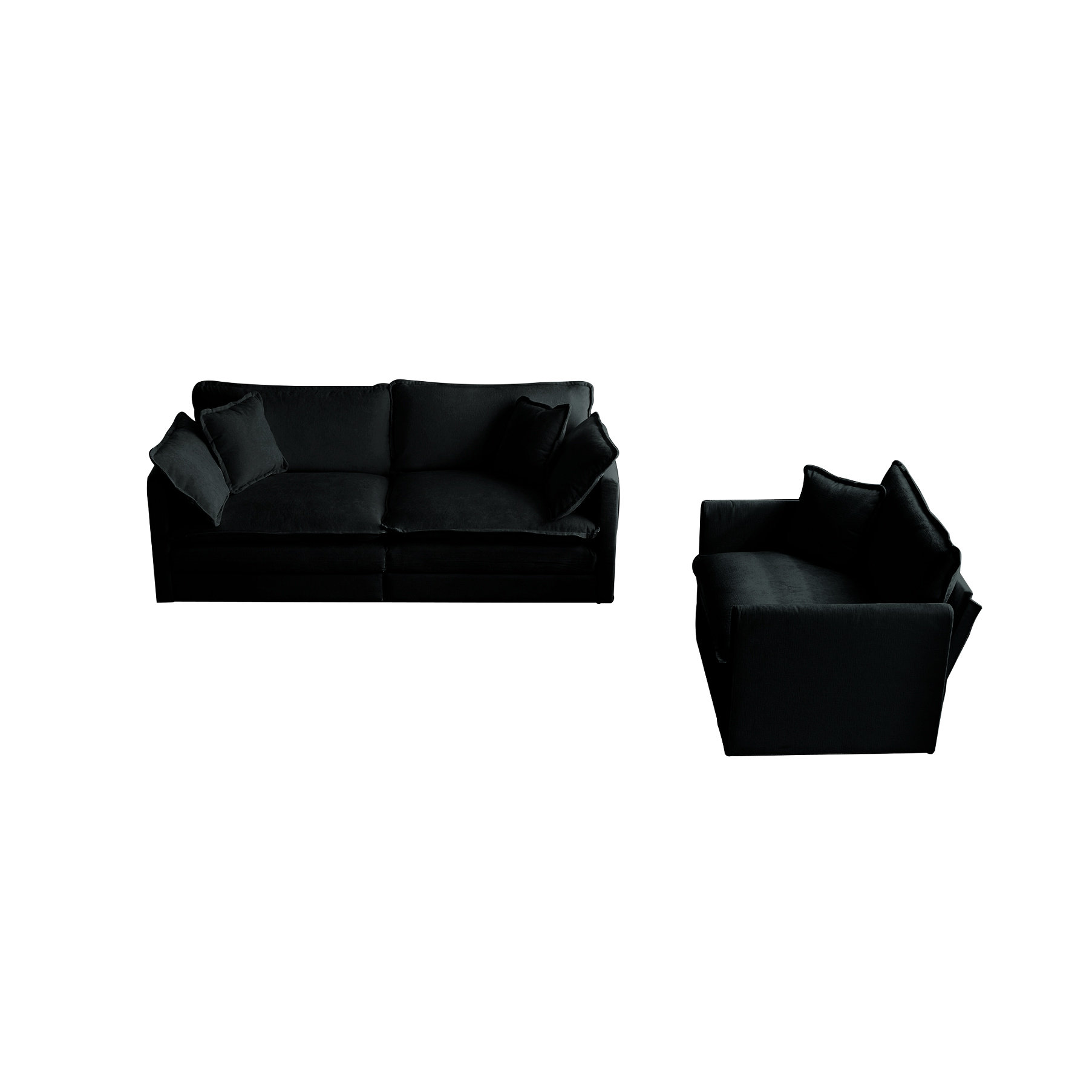 Latitude Run® 2 Piece & Chair In Black Chenille. Strong Solid Wood ...