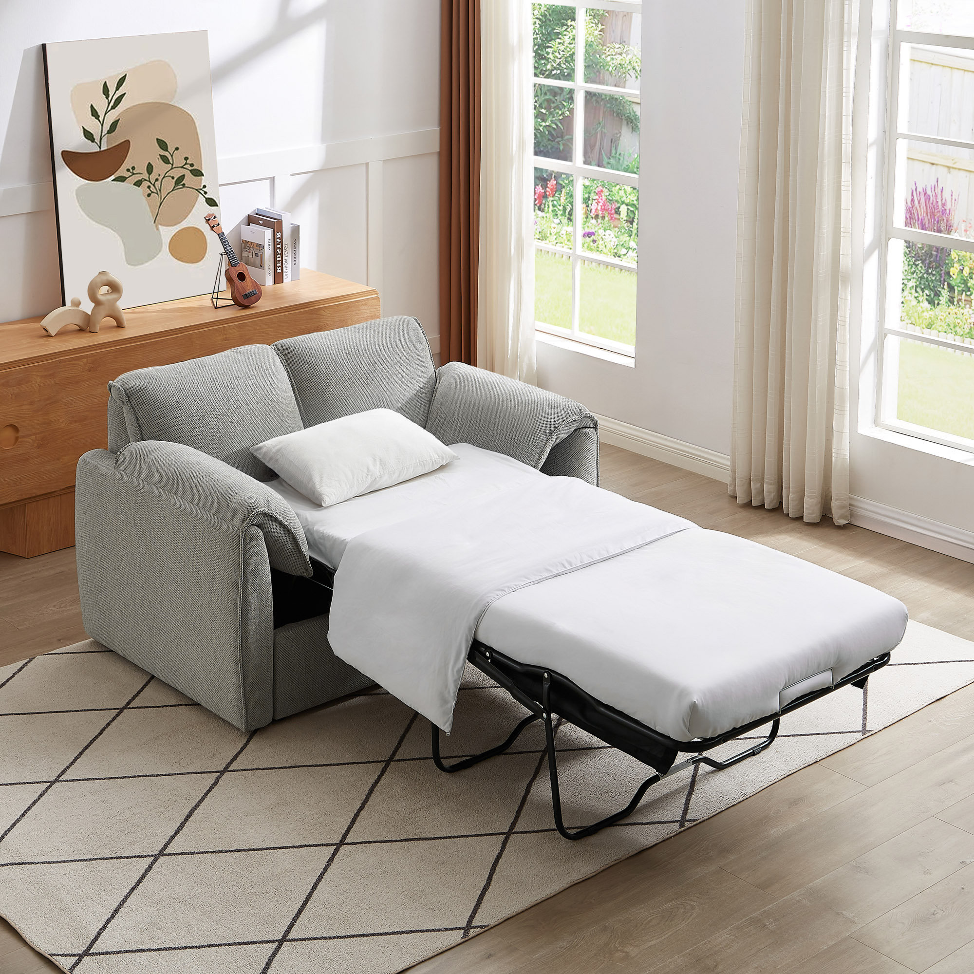 Latitude Run® Chenille Convertible Couch | Wayfair