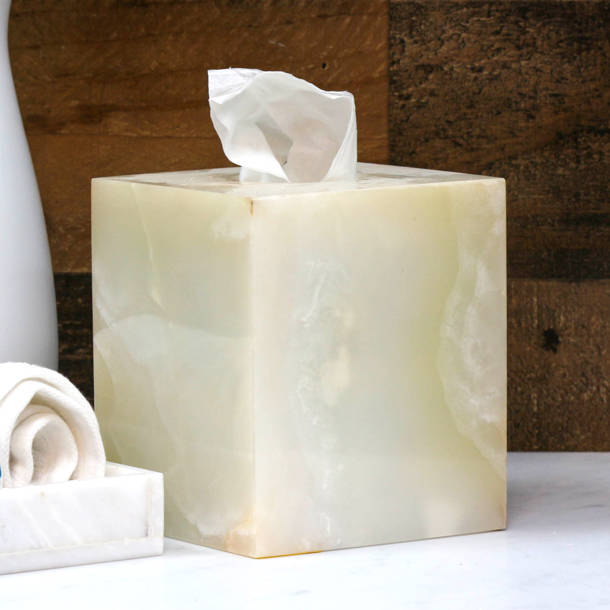 Fleur De Lis Living Edison Natural Marble Square Tissue Box Cover ...