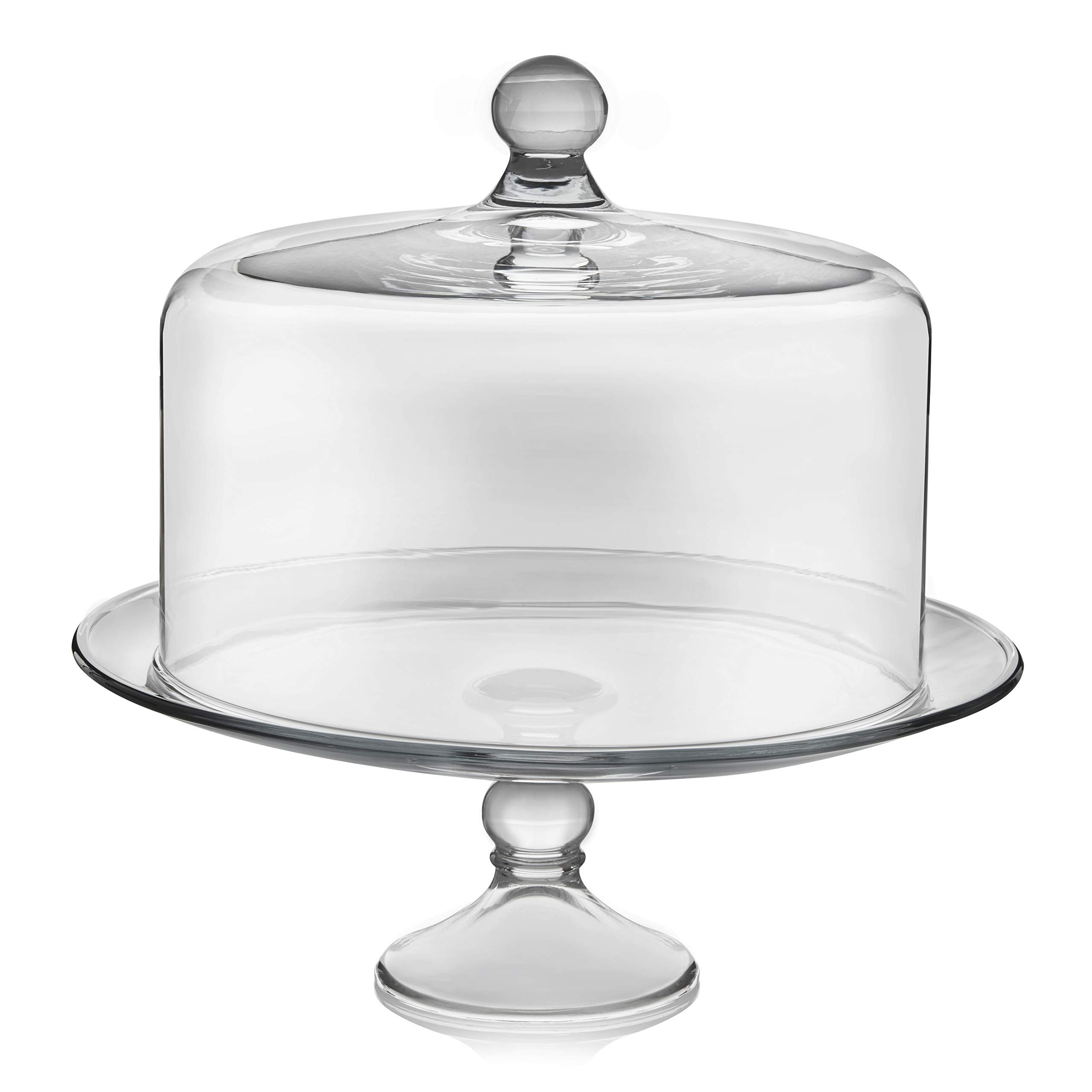 Rosdorf Park Selene Glass Cake Stand With Dome Lid, Elegant Curved ...