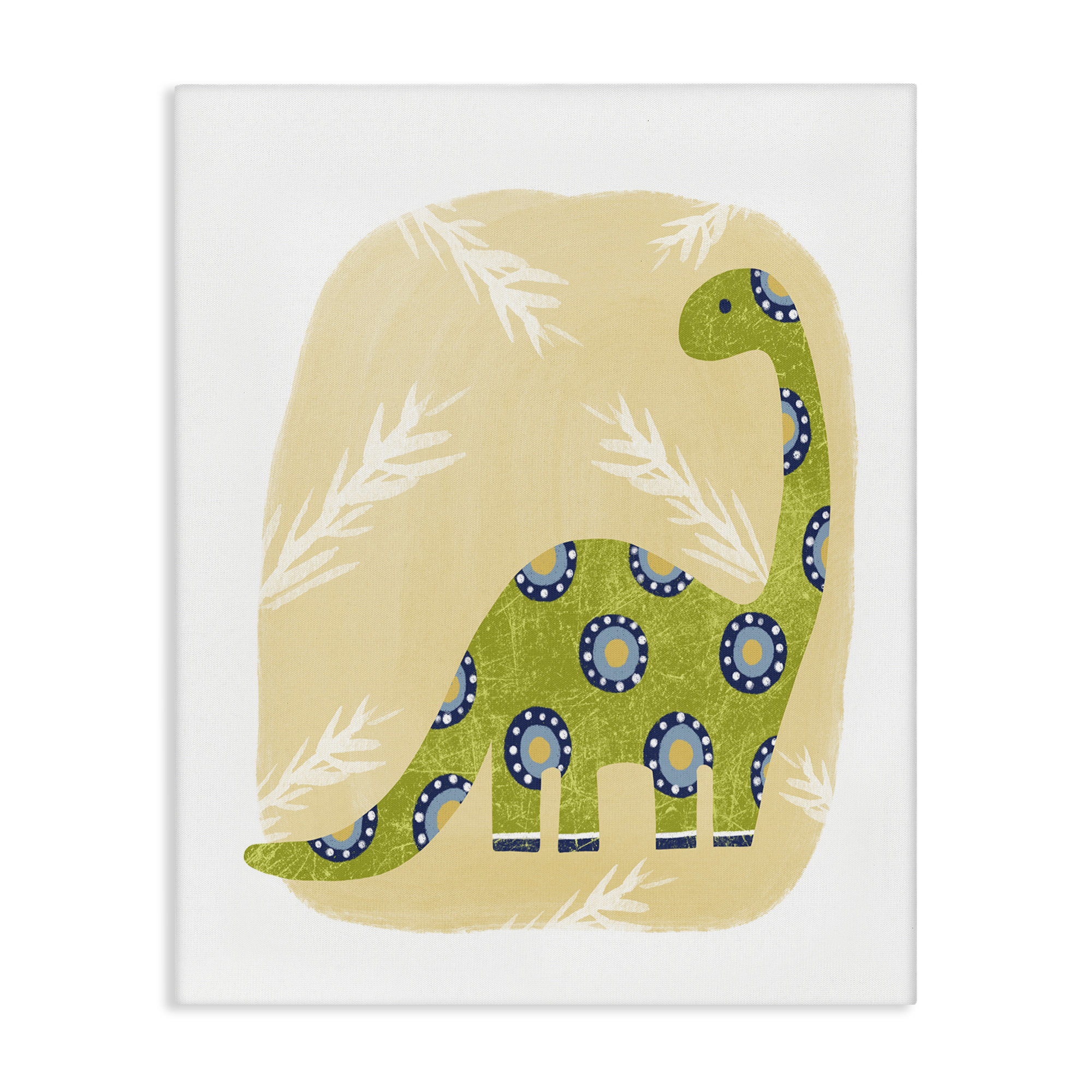 Indigo Safari Brontosaurus with Leaves Canvas Wall Art by Lisa Nohren ...