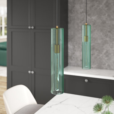 Mercer41 Madars 1-Light Mini Glass Kitchen Pendant Light Fixture | Wayfair