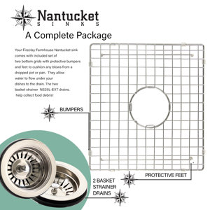 Nantucket Sinks Vineyard 33'' L Farmhouse / Apron Double Bowl Fireclay ...