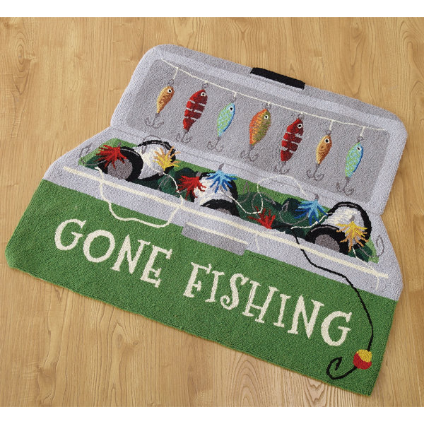 Millwood Pines Wattson Beach Gone Fishing Shaped Hand-Hook Wool Green ...