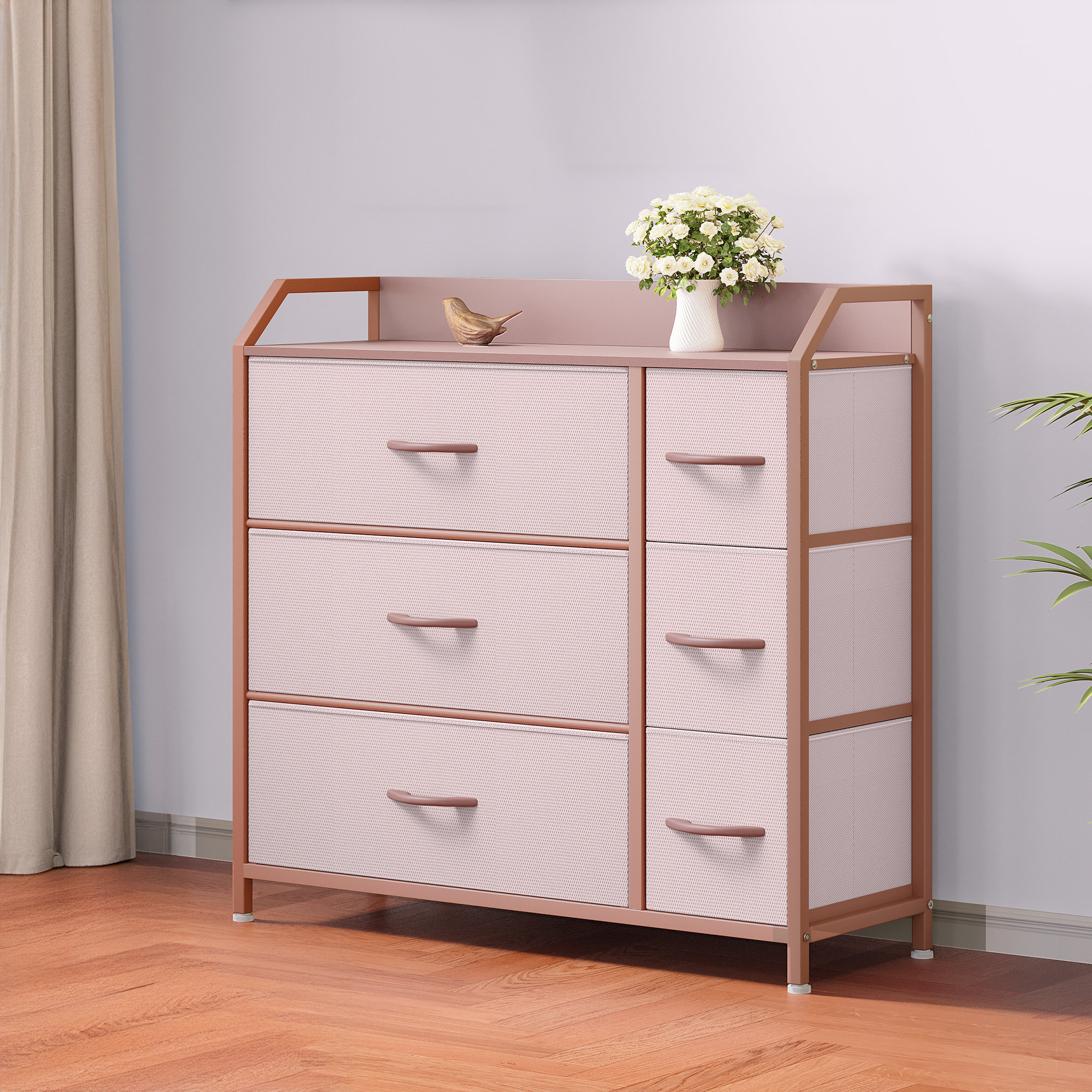 Ebern Designs 7-drawer Fabric Drawers with Metal Frame, MDF Tabletop ...