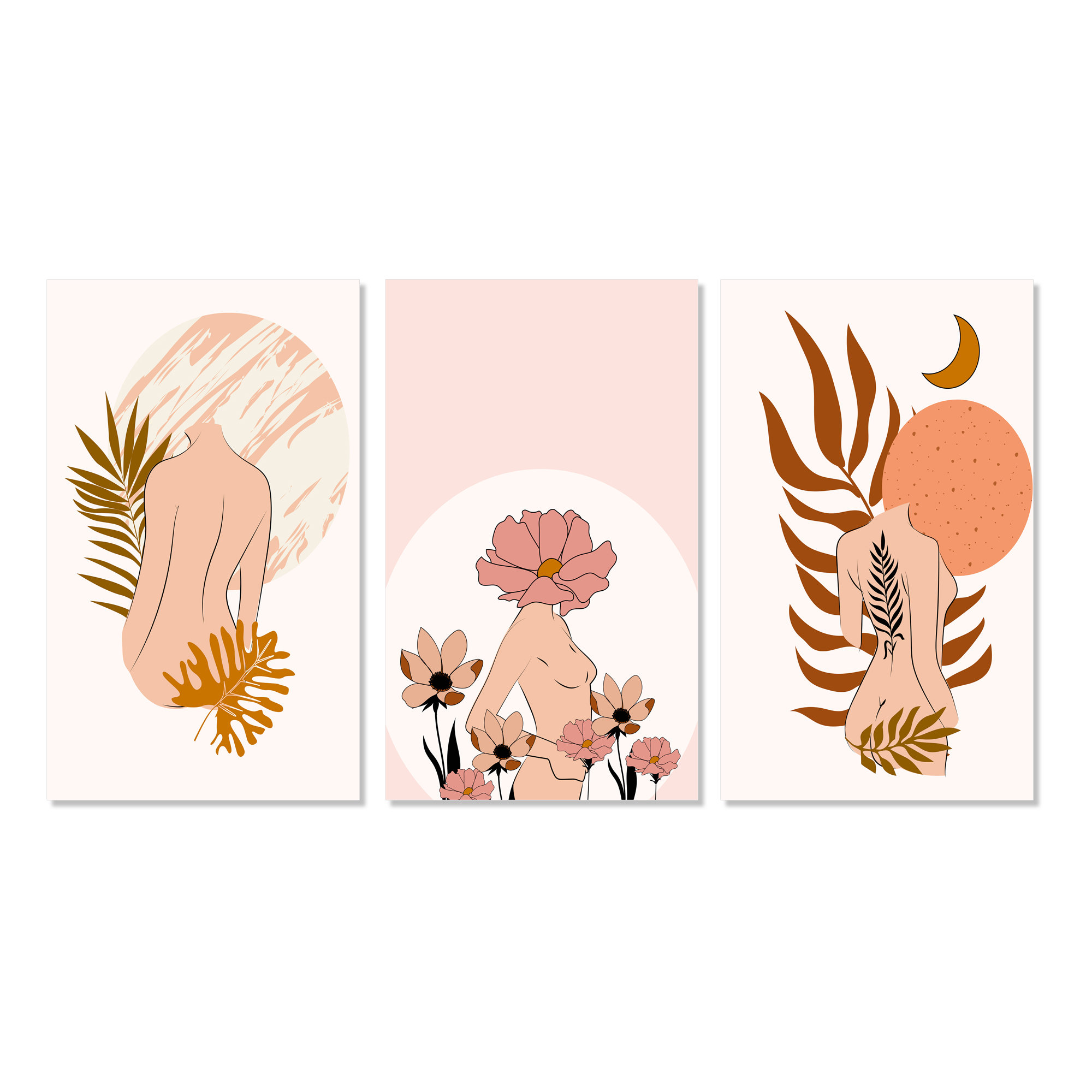 Trinx Portraits Of A Boho Lady I - Mid-Century Modern Art Set Of 3 ...