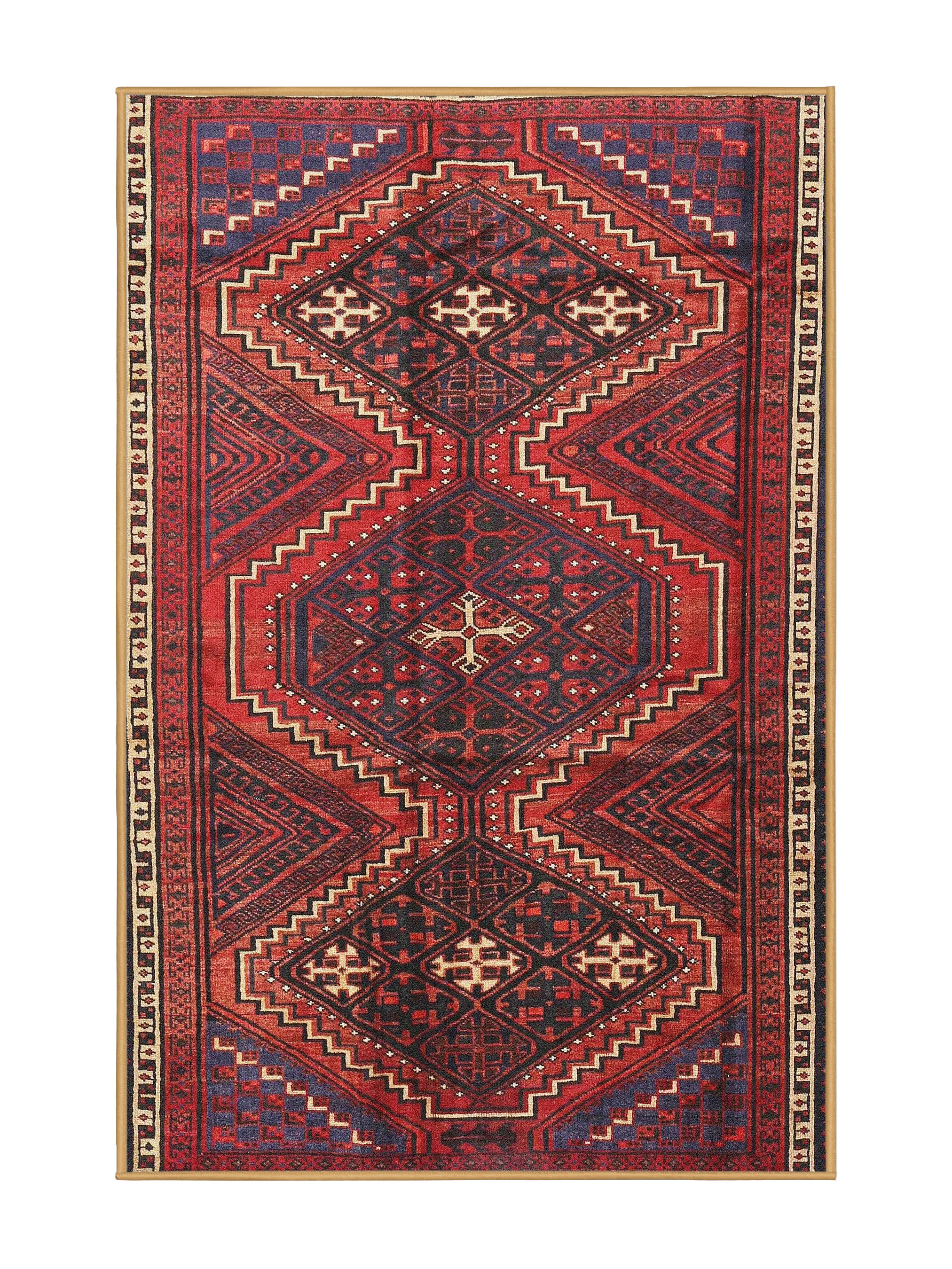 Bloomsbury Market Volfango Traditional Mehroon/Black/Blue Area Rug ...
