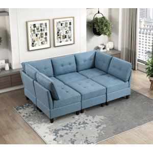 Latitude Run® Living Room Furniture One-Arm Chair Blue Tufted Solid ...