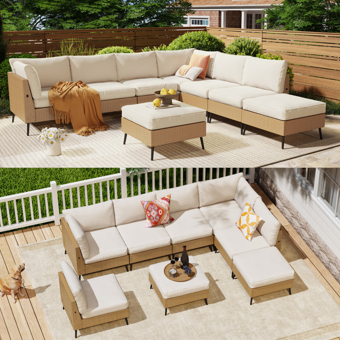Hokku Designs Zahro 8 - Person Outdoor Sectional Seating Group with ...