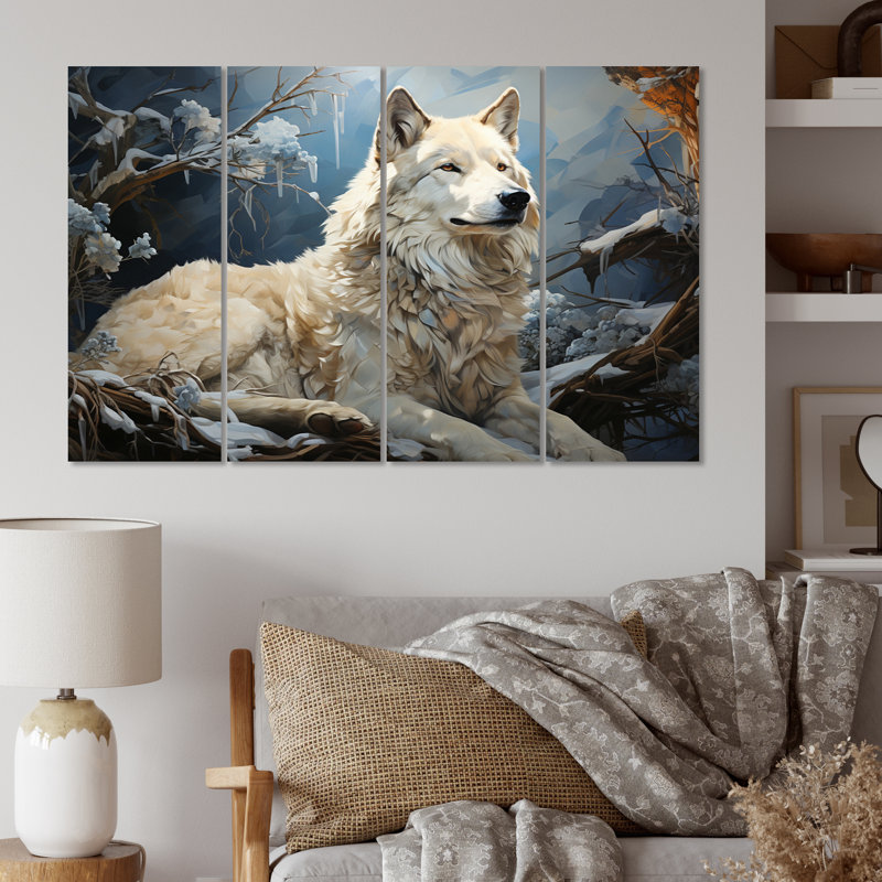 Millwood Pines Wolf Watch In Winter Patchwork III On Canvas 4 Pieces ...