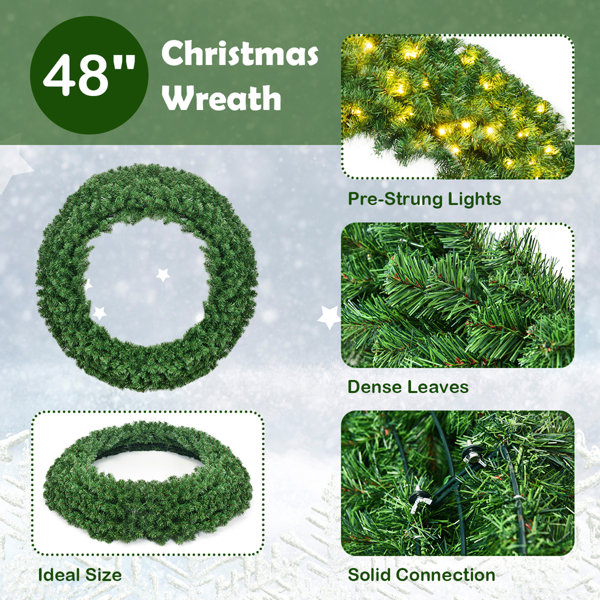 The Holiday Aisle® Faux Lighted 48'' Wreath & Reviews | Wayfair