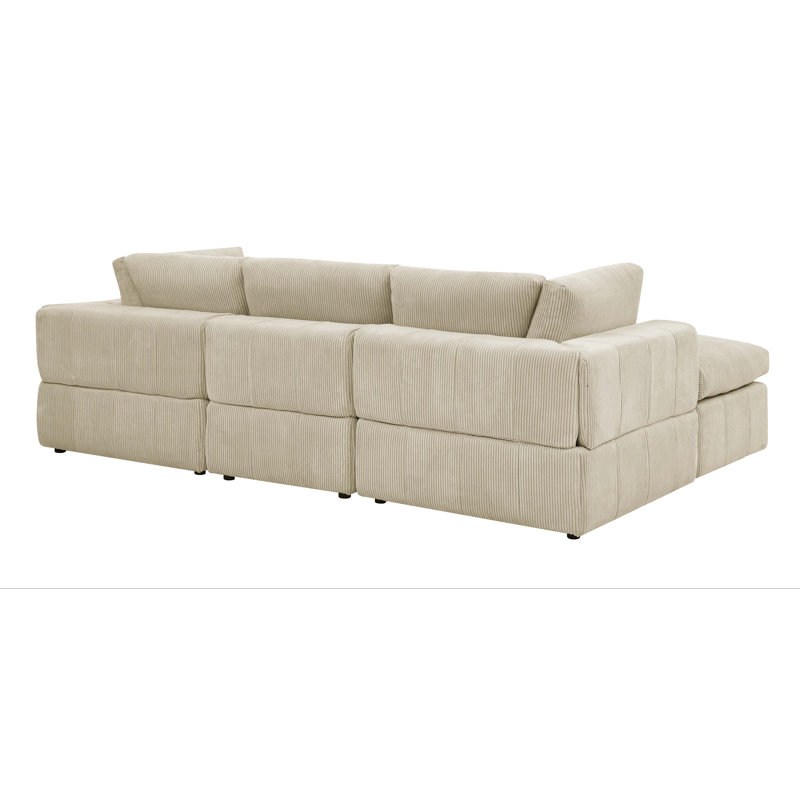 Wade Logan® Atianna 4 - Piece Corduroy Sectional & Reviews | Wayfair