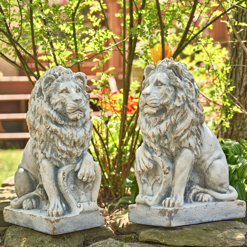 Bloomsbury Market Aleyse Lions Weather Resistant Magnesium Oxide Garden ...