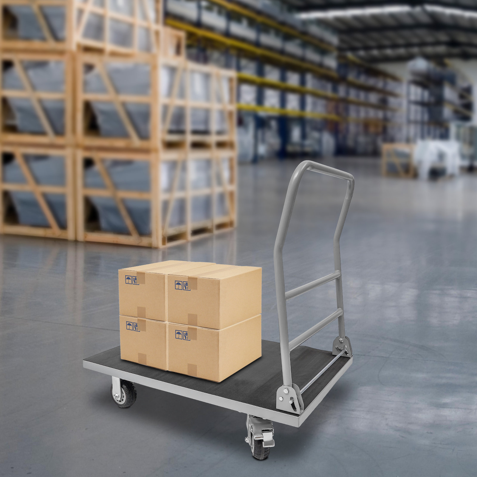 SUNYOU 2200 Lbs Dolly Cart Heavy Duty Push Cart Dolly With Rubber Mats ...