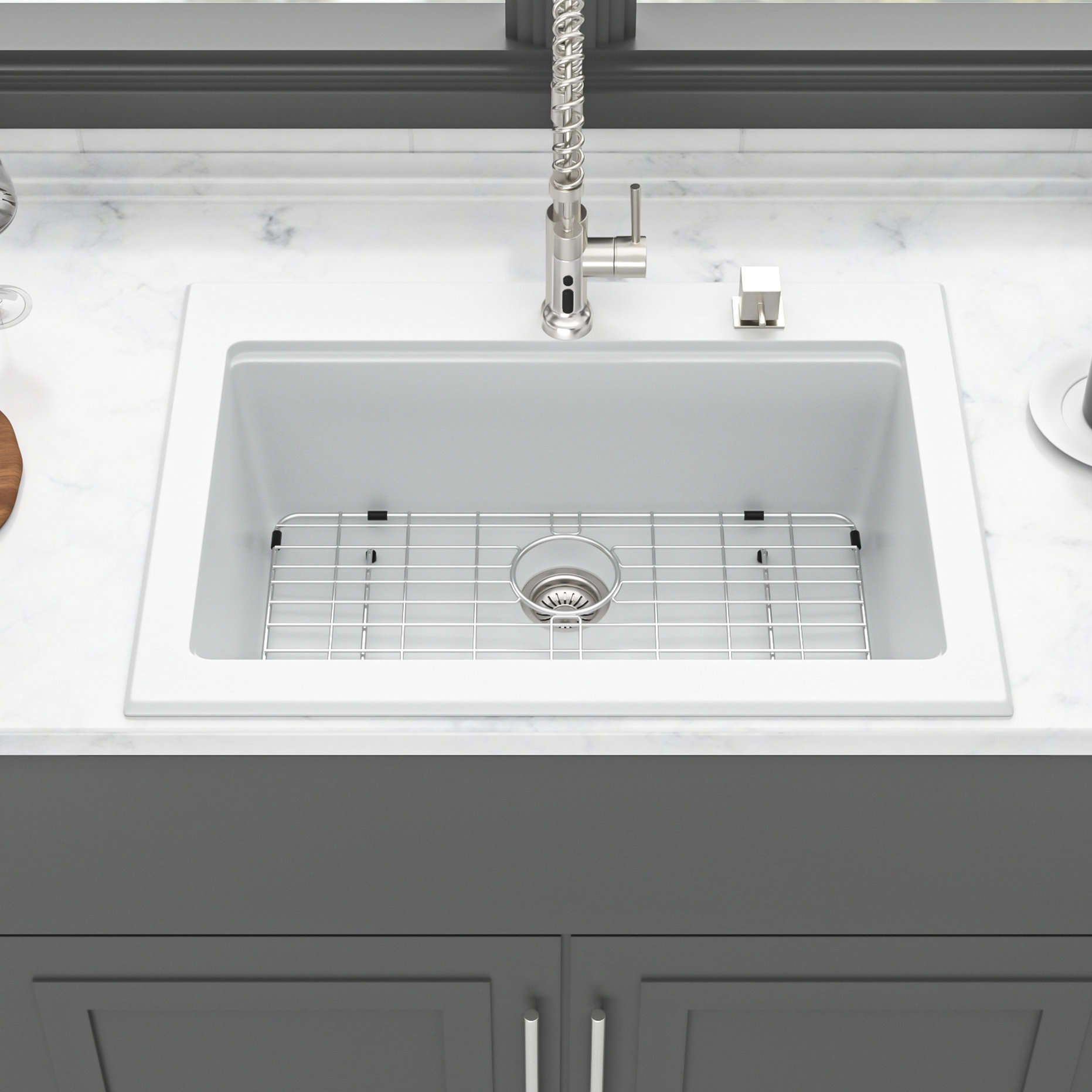 Wovilo White Granite Composite 30X22" Workstation Drop - In Kitchen ...