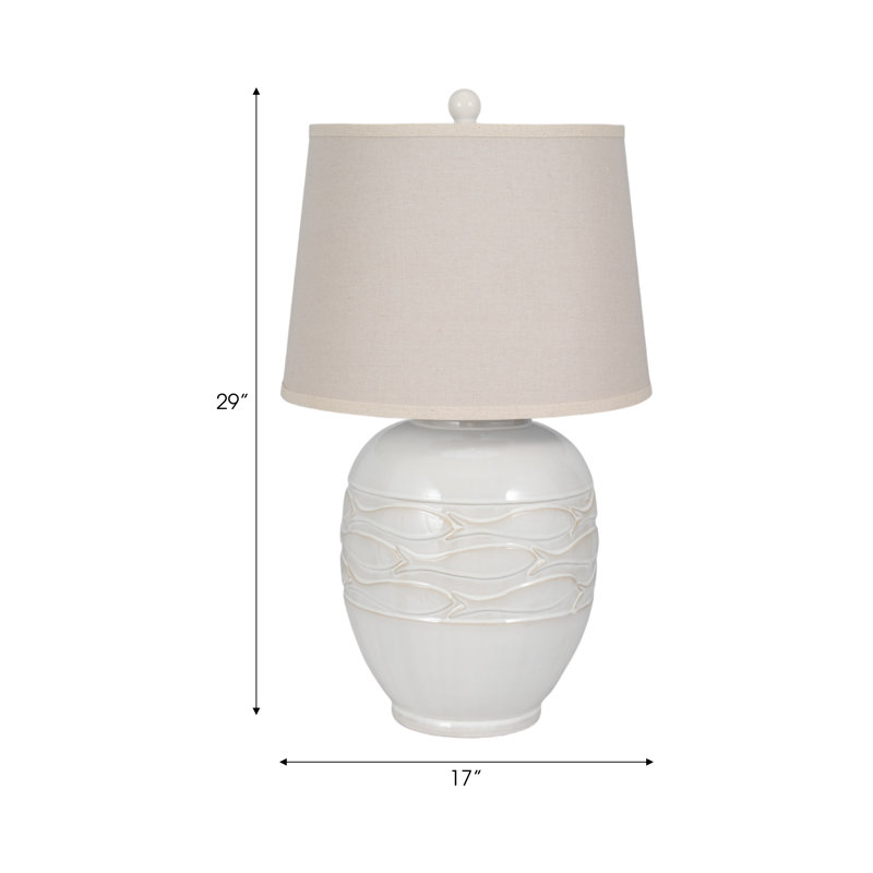Lark Manor™ White Ceramic 29-Inch School Of Fish Table Lamp For Cozy ...