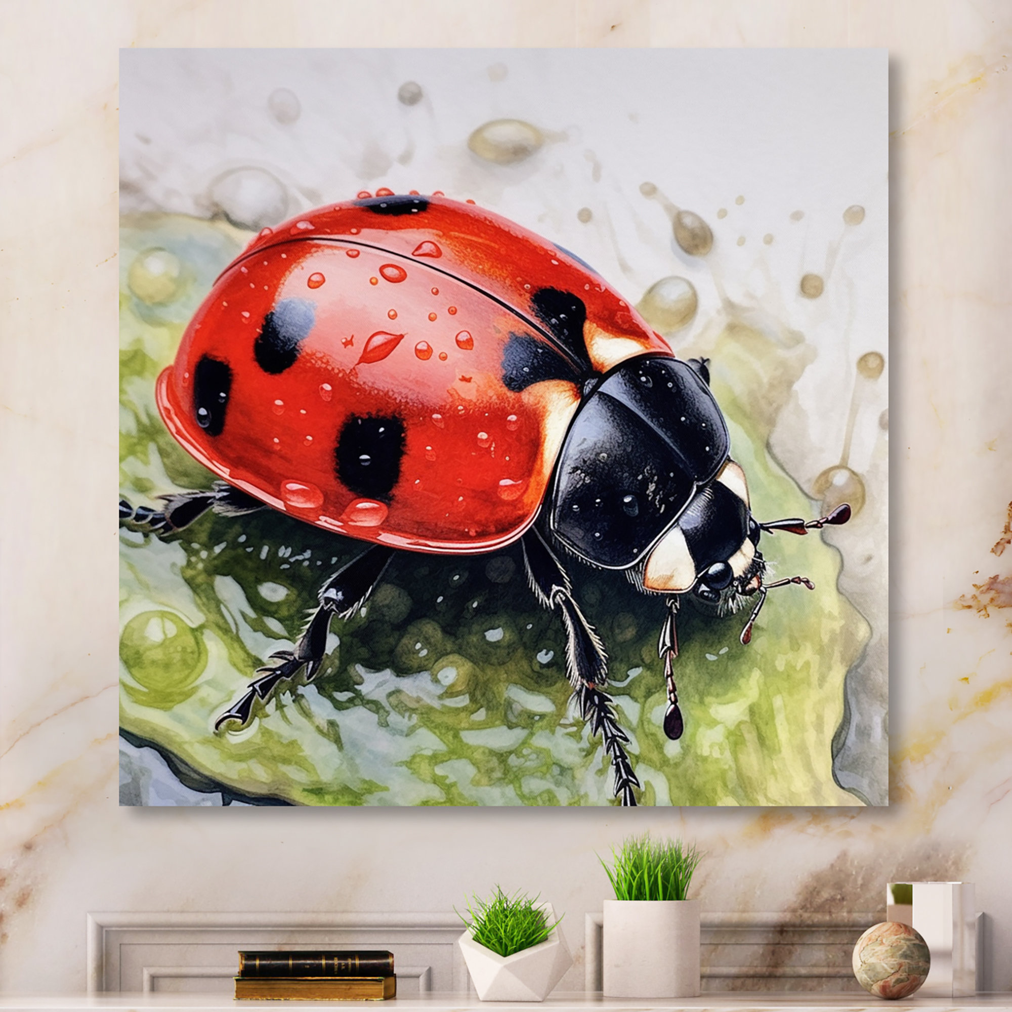 Gracie Oaks Red And Black Ladybugs III On Canvas Print | Wayfair