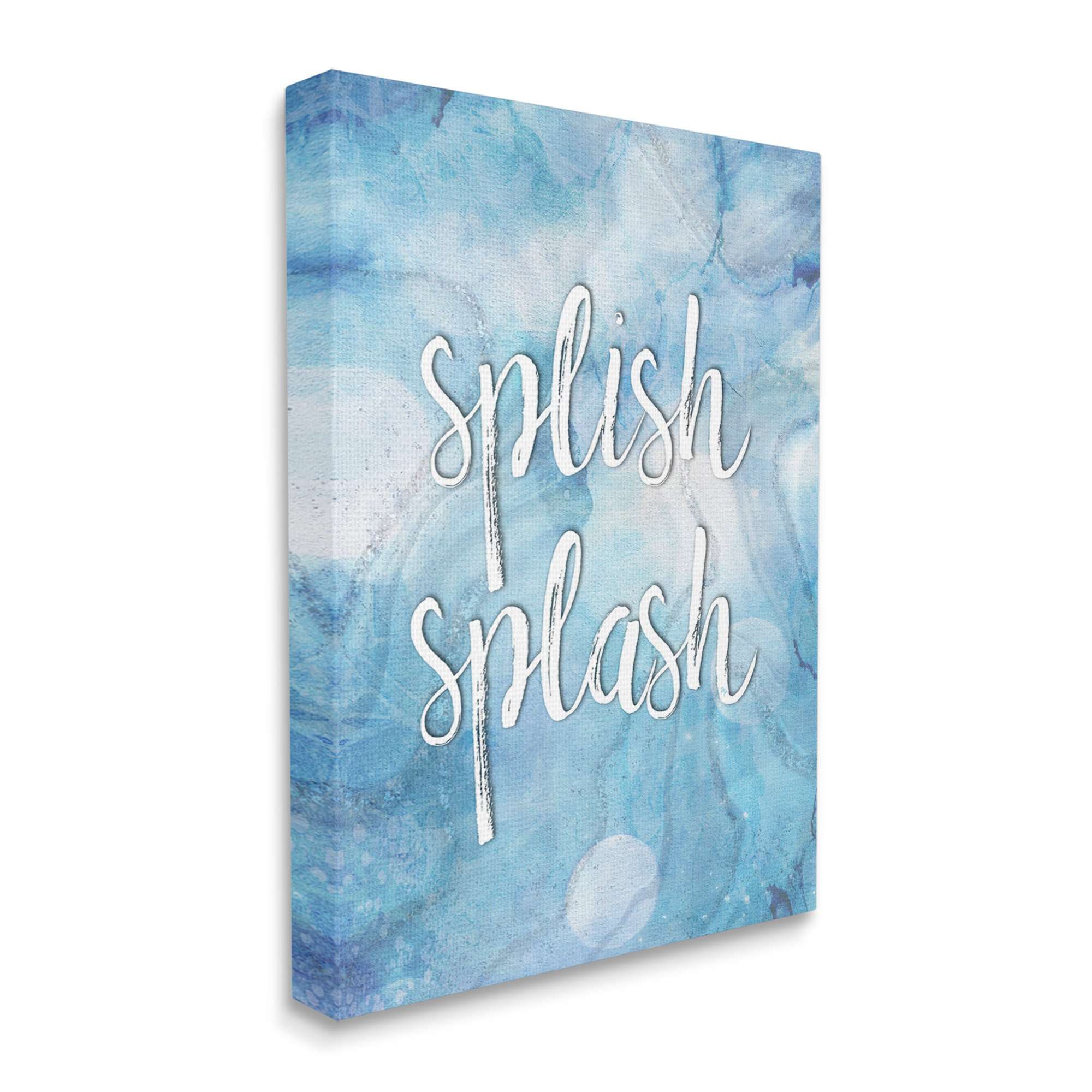 Stupell Industries Splish Splash Blue Bathroom Water - Wrapped Canvas ...