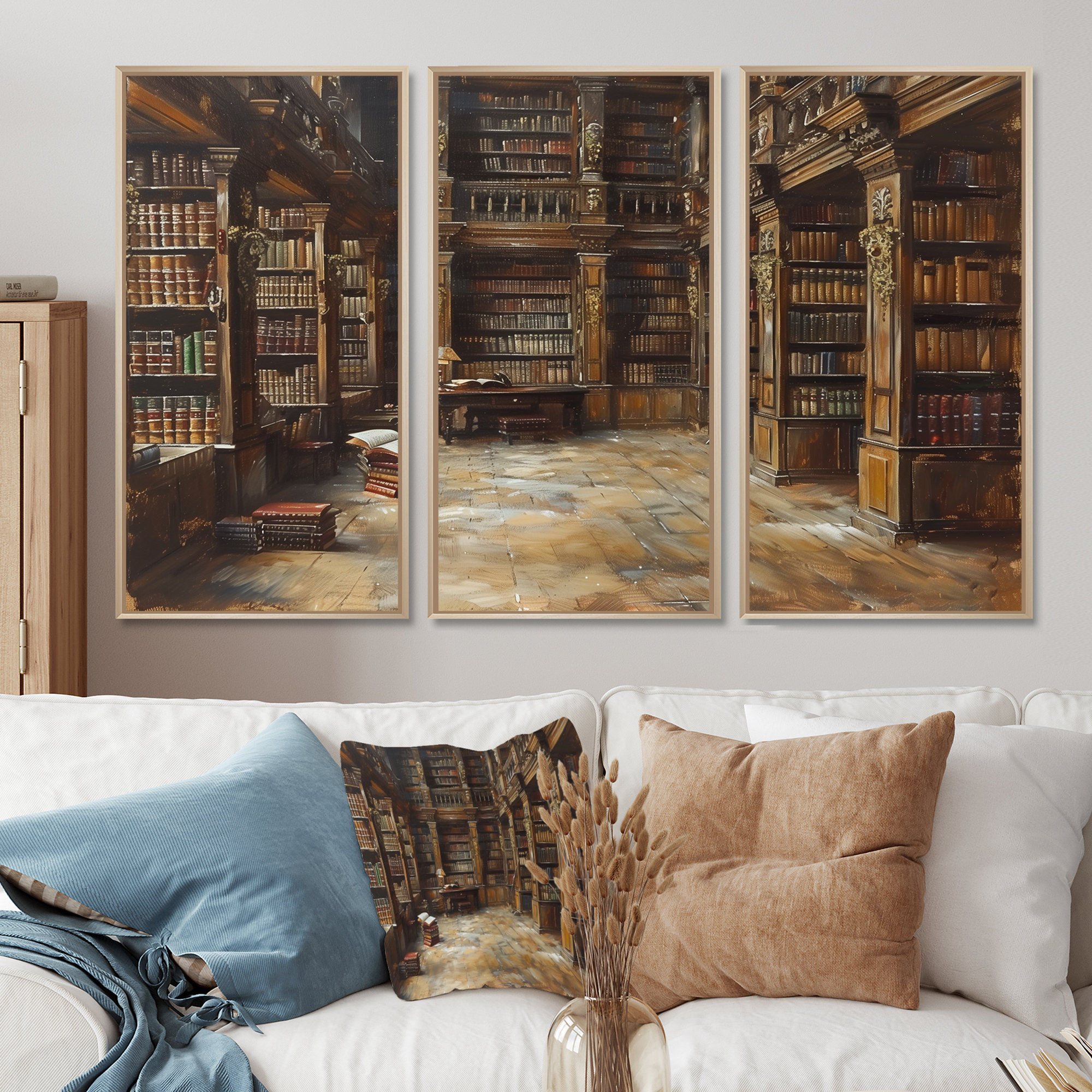Lark Manor™ Brown Beige Vintage Library Books II - Libraries Wall Art ...