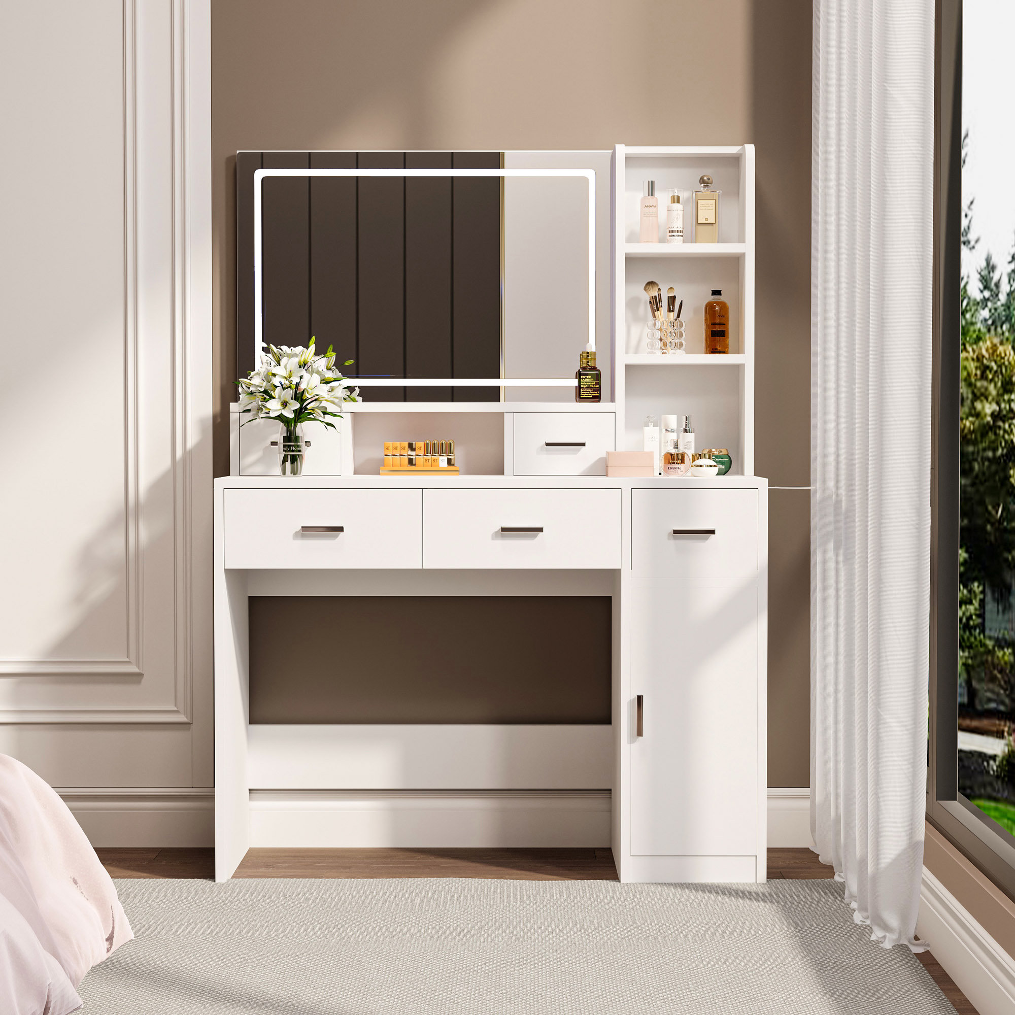 Latitude Run® Newly Designed Smart Mirror Dressing Table With Drawers ...