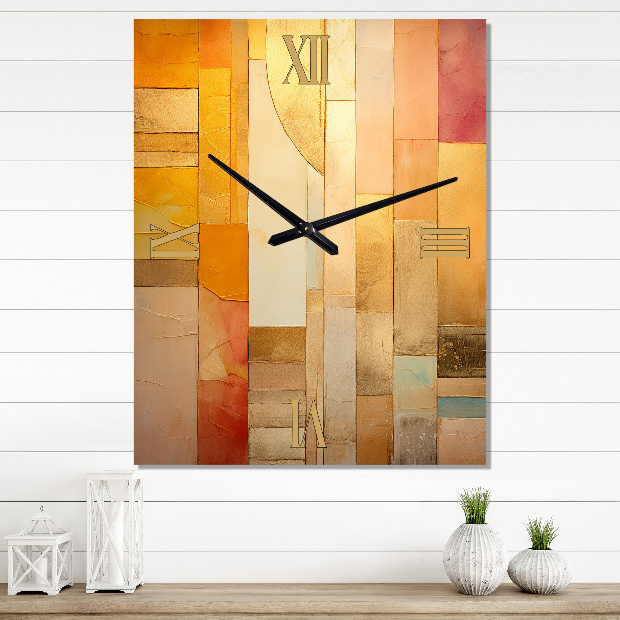 Design Art Sunset In The Golden City - Modern Geometric Wall Clock ...