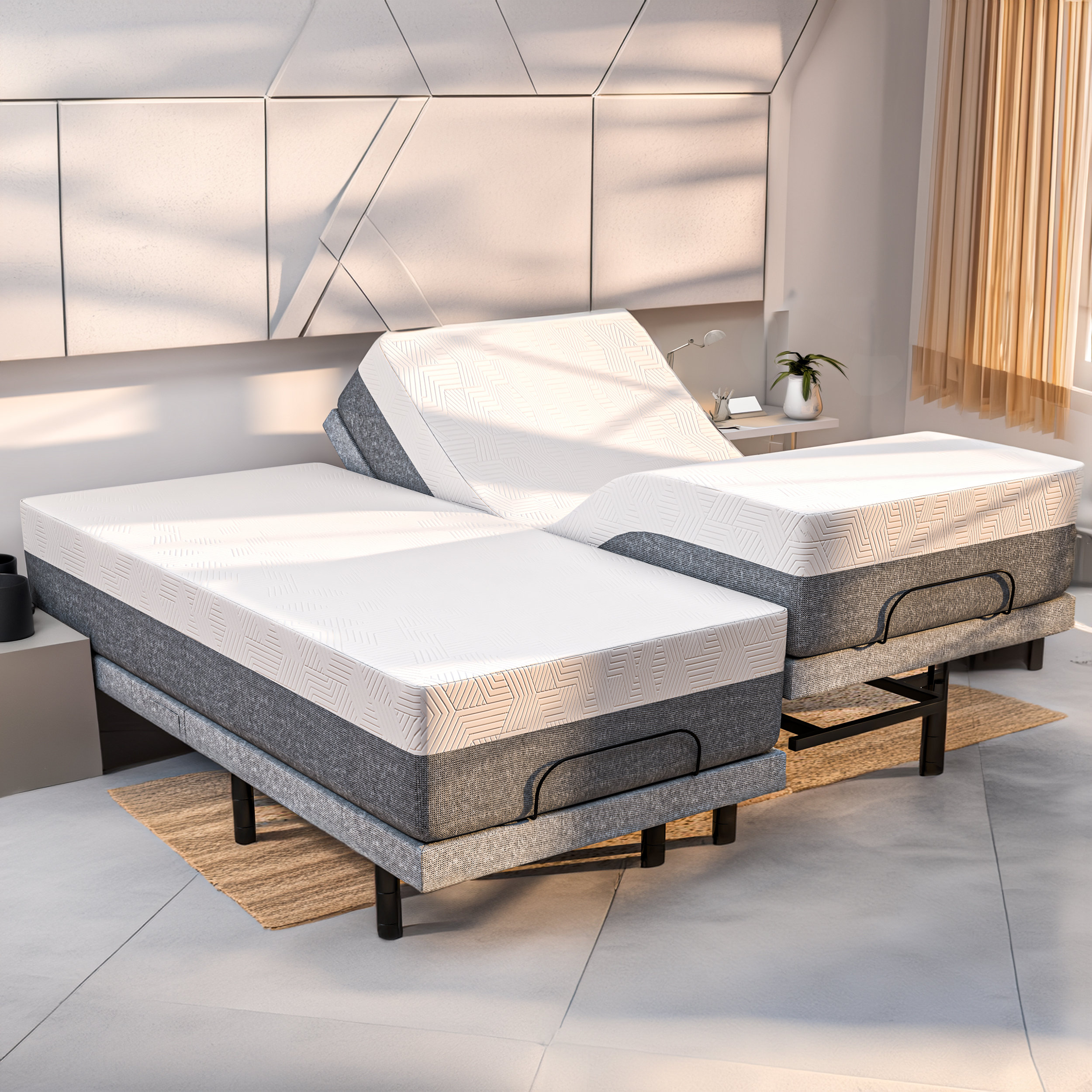 Renanim Sf Adjustable Bed With 10" Memory Mattress Included Massage ...