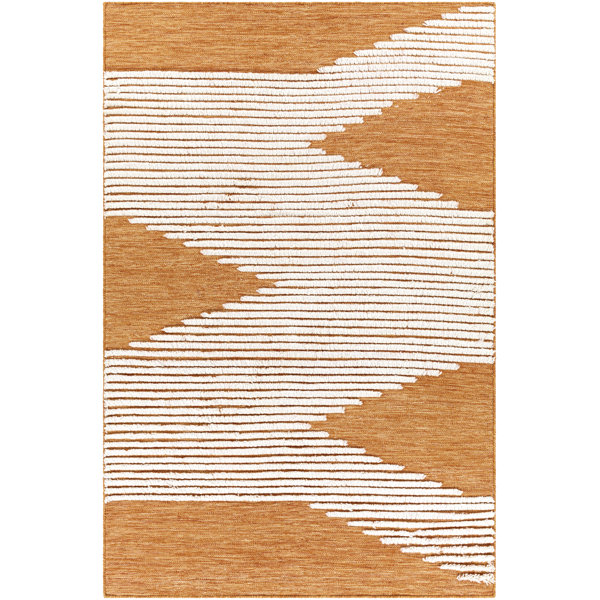 The Twillery Co. Williamsburg Abstract Handwoven Wool Orange/Beige Area ...