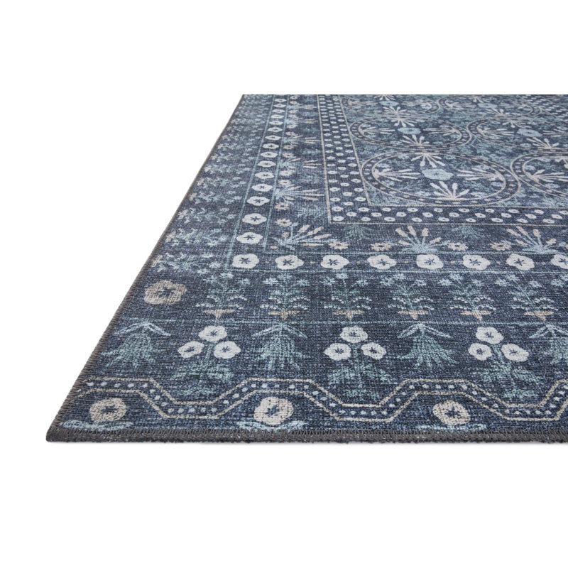 Rifle Paper Co. x Loloi Maison MAO-03 Rosette Blue Rug & Reviews | Wayfair