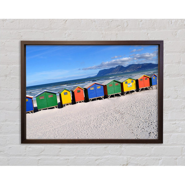 Bright Star Beach Huts Rainbow - Single Picture Frame Print on Canvas ...