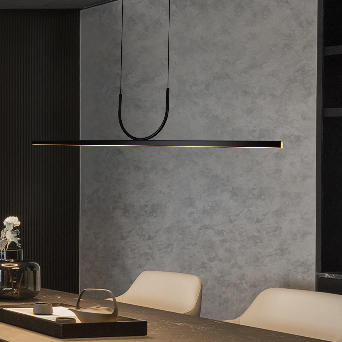 Wrought Studio™ Black Linear Pendant Light Hanging Lamp with Acrylic ...