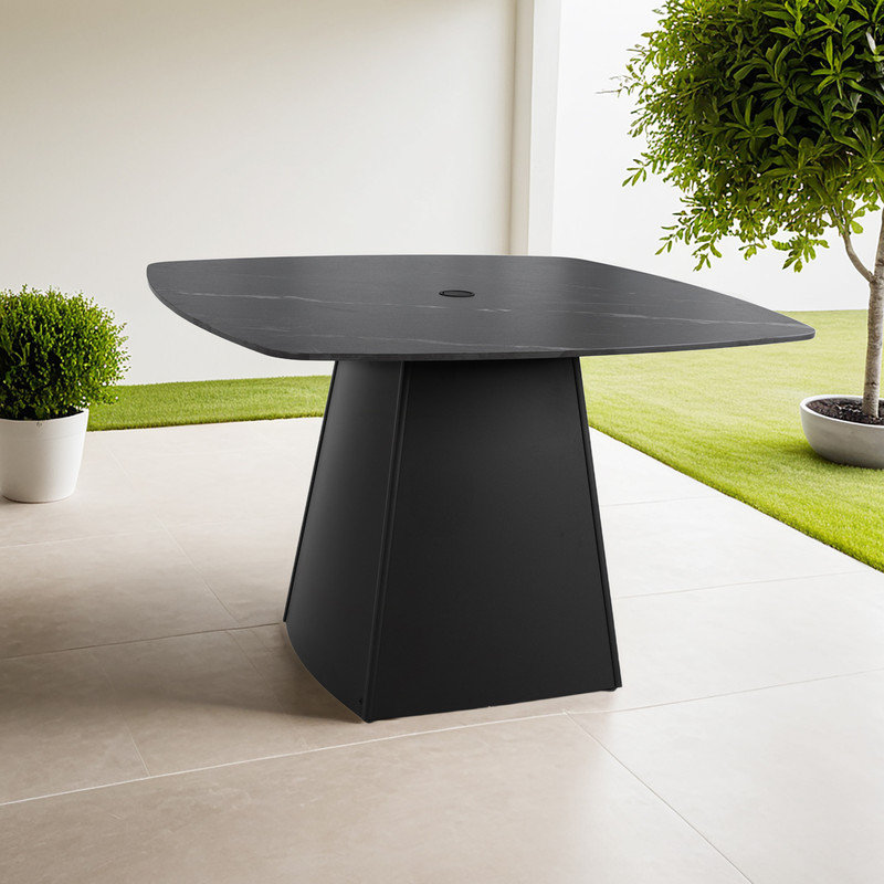 Brayden Studio Modern Outdoor Dining Table - Weatherproof Sintered ...