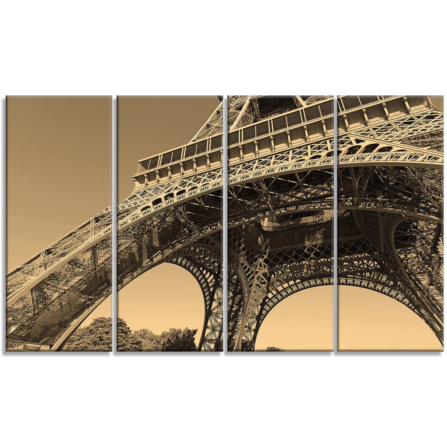 Design Art 'Iconic Paris Eiffel Tower Side View from Ground ...