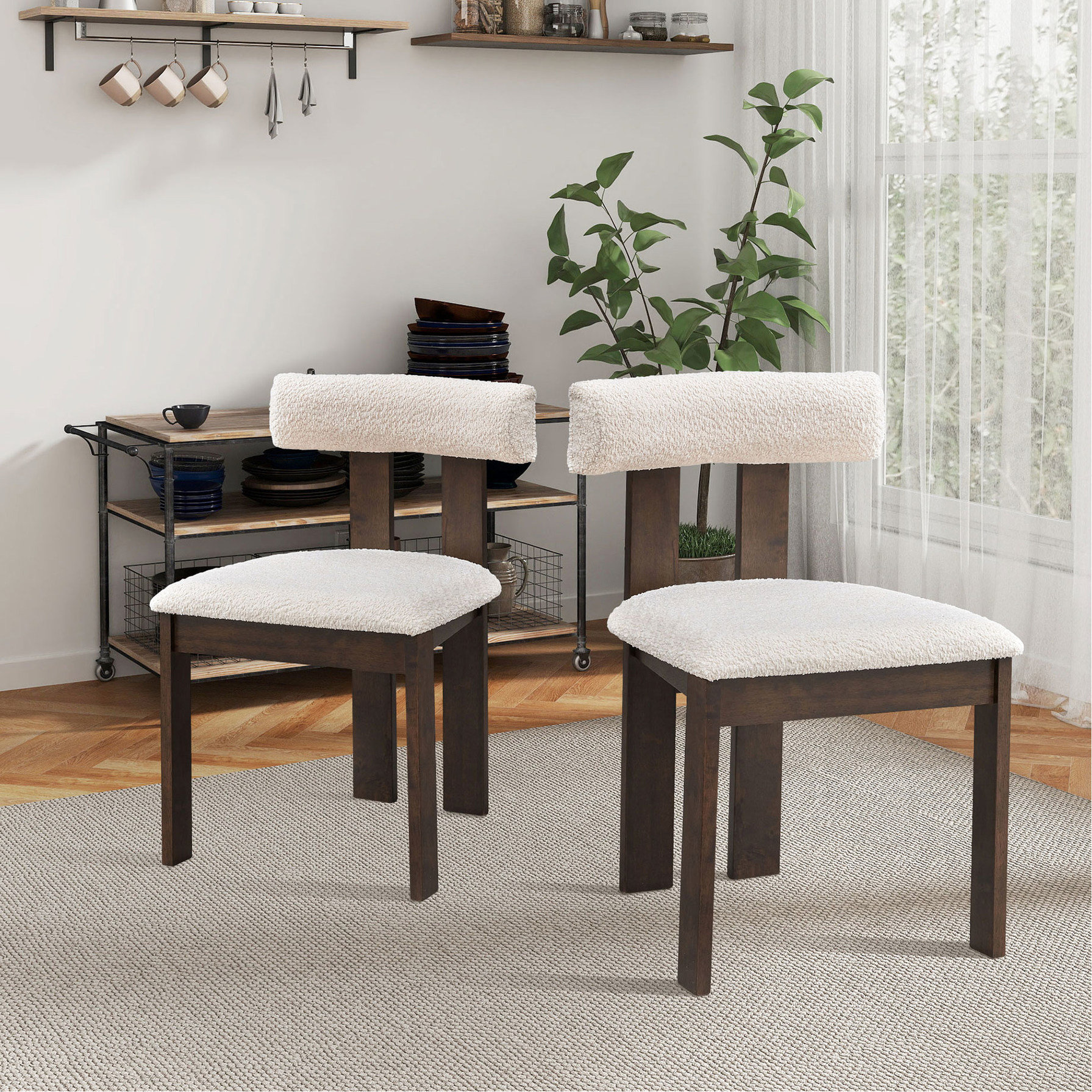 Latitude Run® 2pcs Mid Century Modern Dining Chairs - Wooden Frame ...