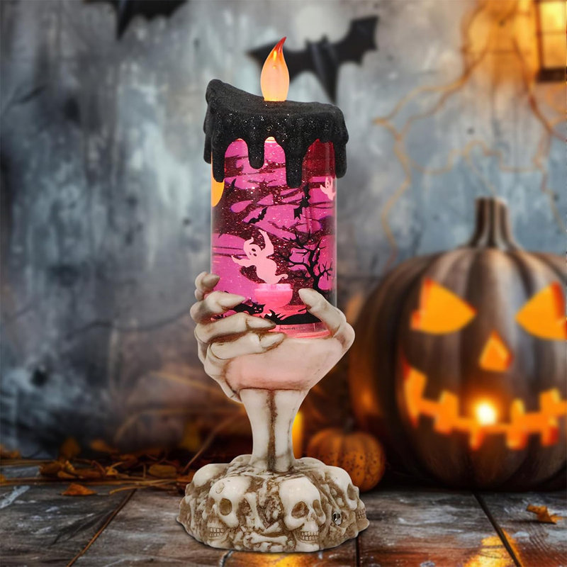 The Holiday Aisle® Halloween Snow Globe Candles Lighted Lamp USB ...