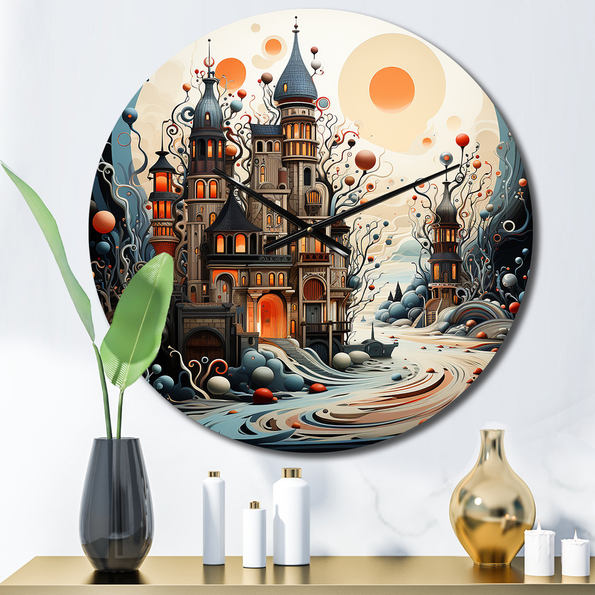 Design Art Dreamy Castle II Metal Wall Clock | Wayfair