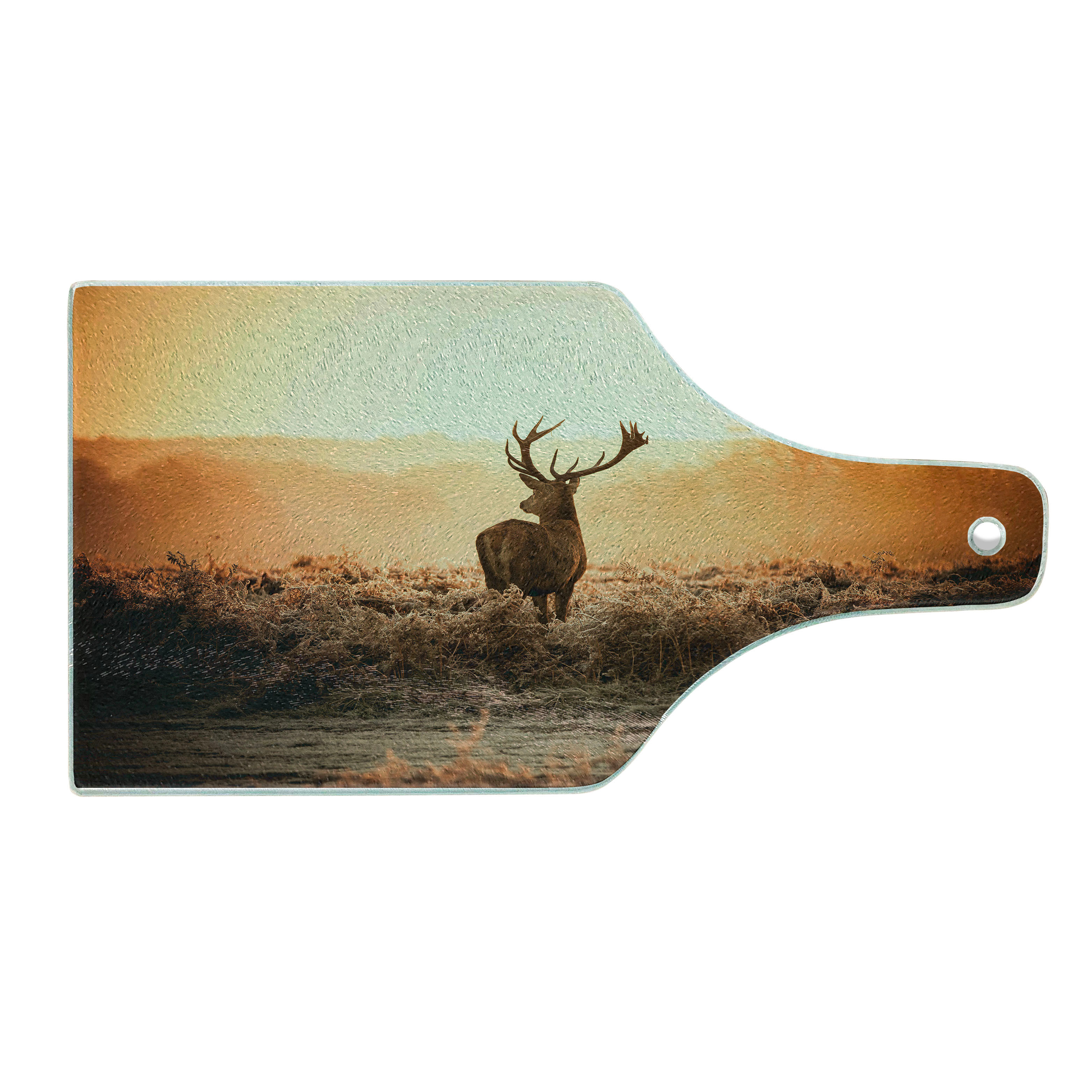 Ambesonne Hunting Tempered Glass Cutting Board Deer Morning Sun Brown ...