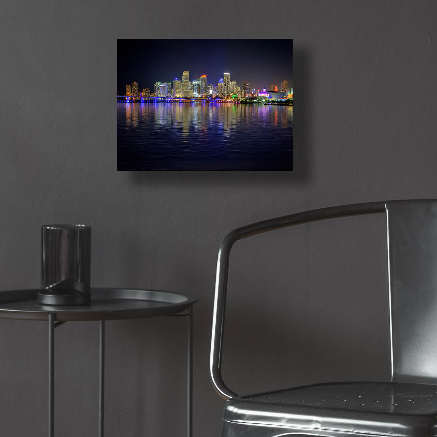 Hokku Designs 'Miami Skyline' by Rick Berk, Acrylic Glass Wall Art ...