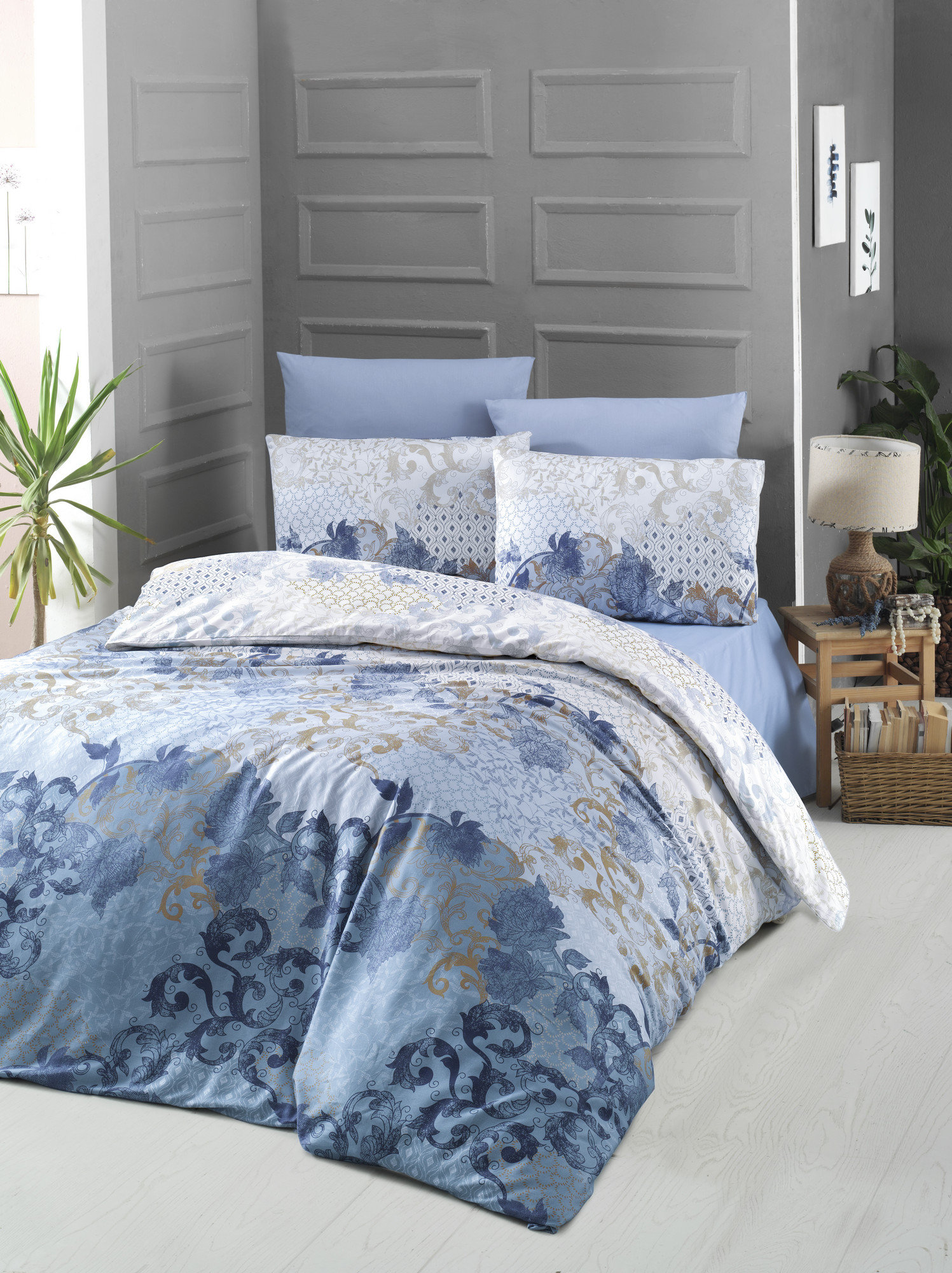 Asir Group INC Bayviewpark Blue/White/Brown 100% Cotton 6 Piece Duvet Cover Set | Wayfair