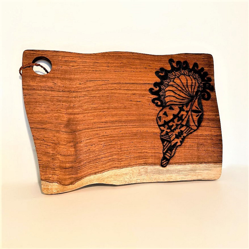 Cerulean Bay Fijian Conch Shell Living Edge Serving Board | Wayfair